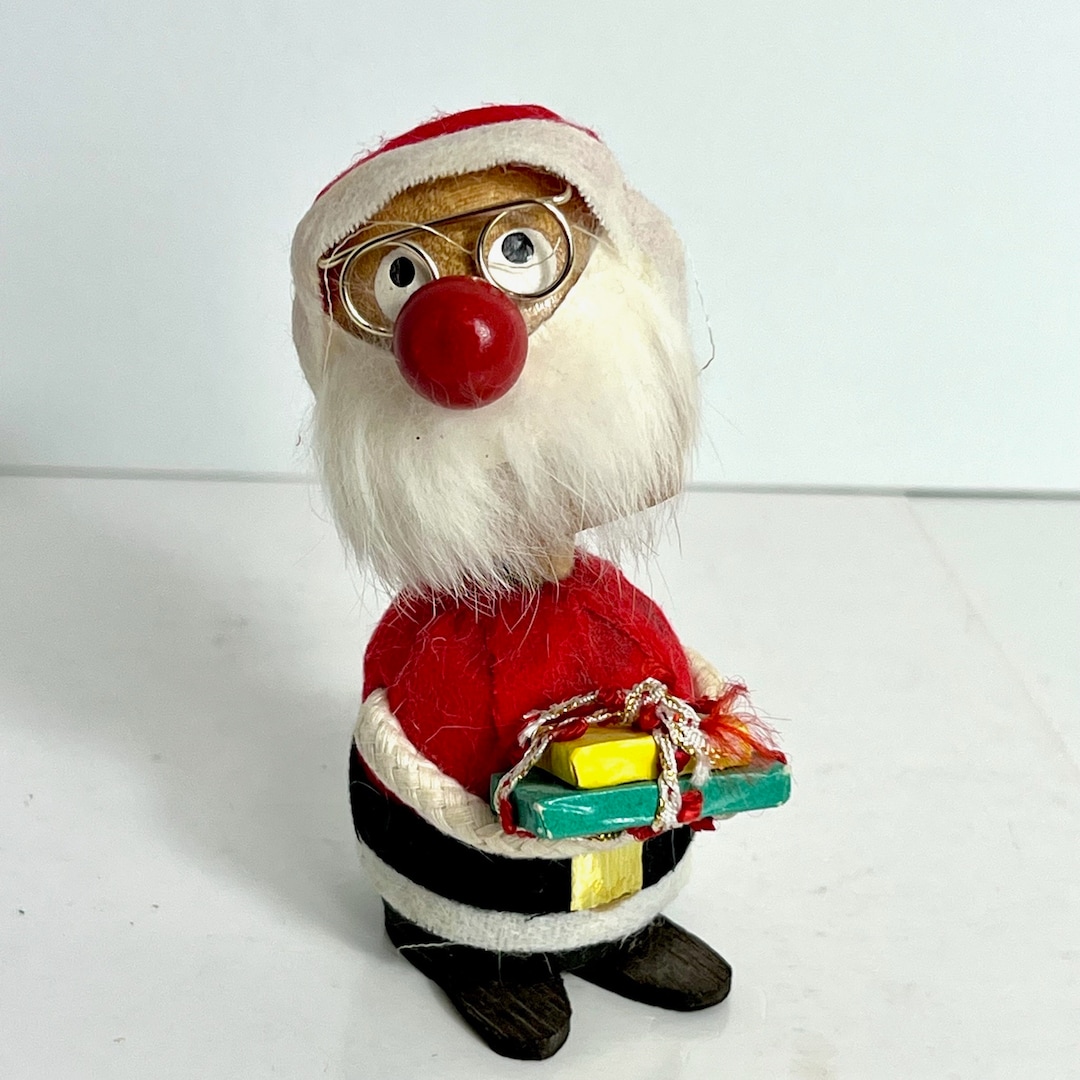 Vintage Kurt S. Adler Bobblehead Wooden Santa Claus Figurine, Christmas ...