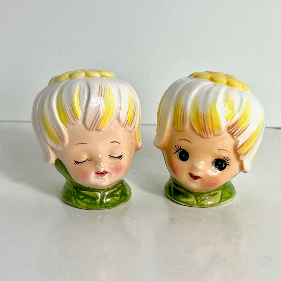 Vintage Lefton Thumbelina and Honeybun Salt & Pepper Shakers; Figural ...