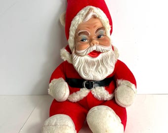 Vintage Rushton Santa Plush W Rubber Face - Etsy