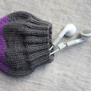 KNITTING PATTERN, Knitted Headphone Bag, Earphone, Knit Wallet, Purse ...