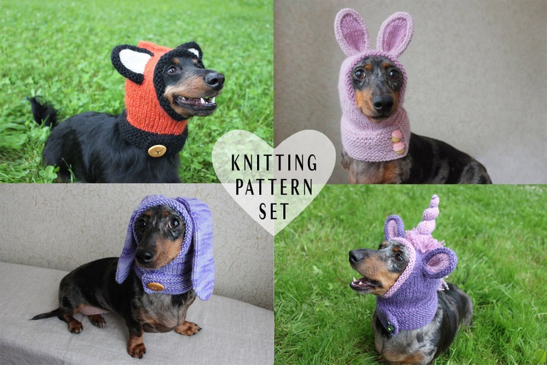 KNITTING PATTERN BUNDLE Dog Hoods Dog Hats Pet Clothes | Etsy