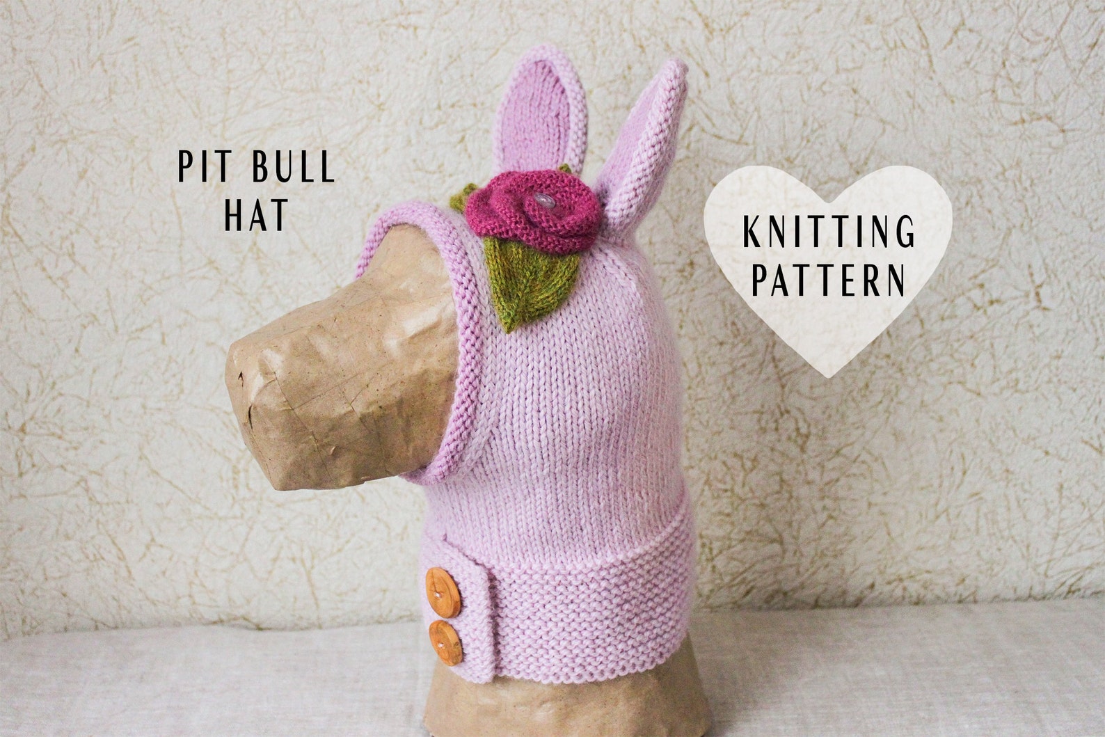 KNITTING PATTERN, Pit Bull Bunny Dog Hat, Dog Snood, Bunny Hat, Large ...