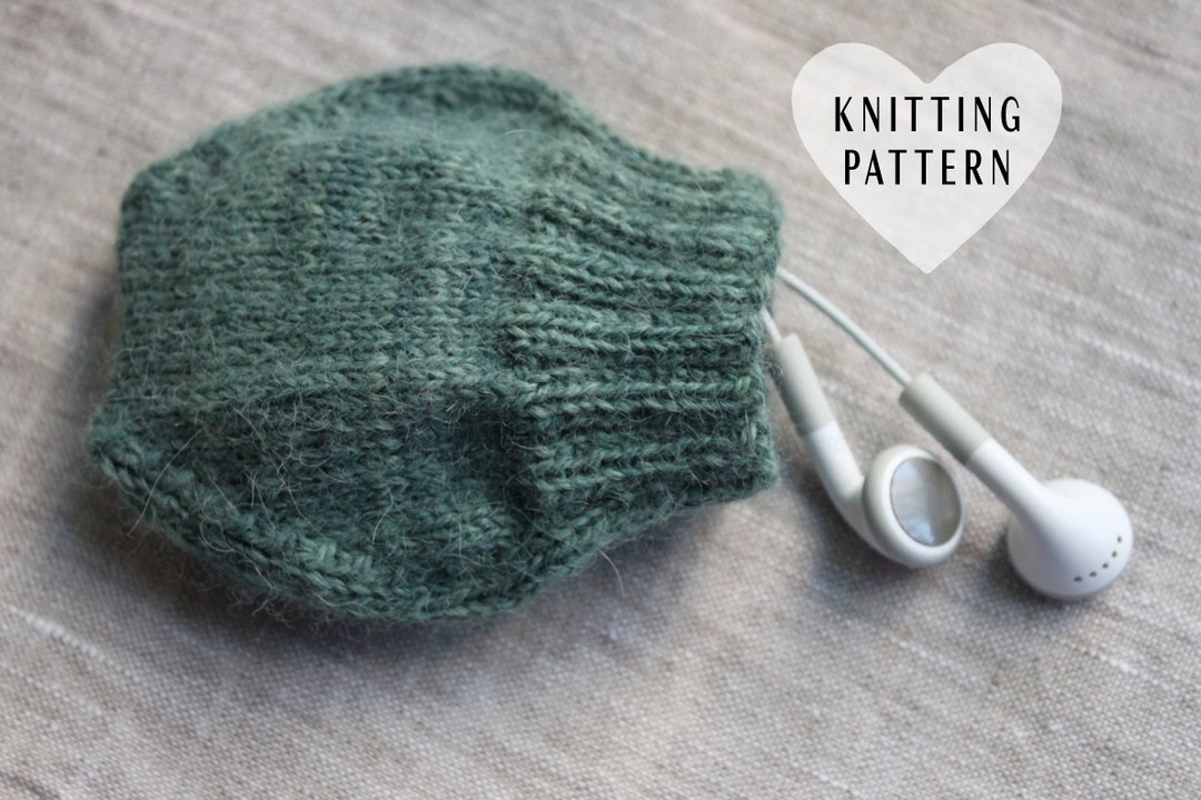 KNITTING PATTERN, Knitted Headphone Bag, Earphone, Knit Wallet, Purse ...