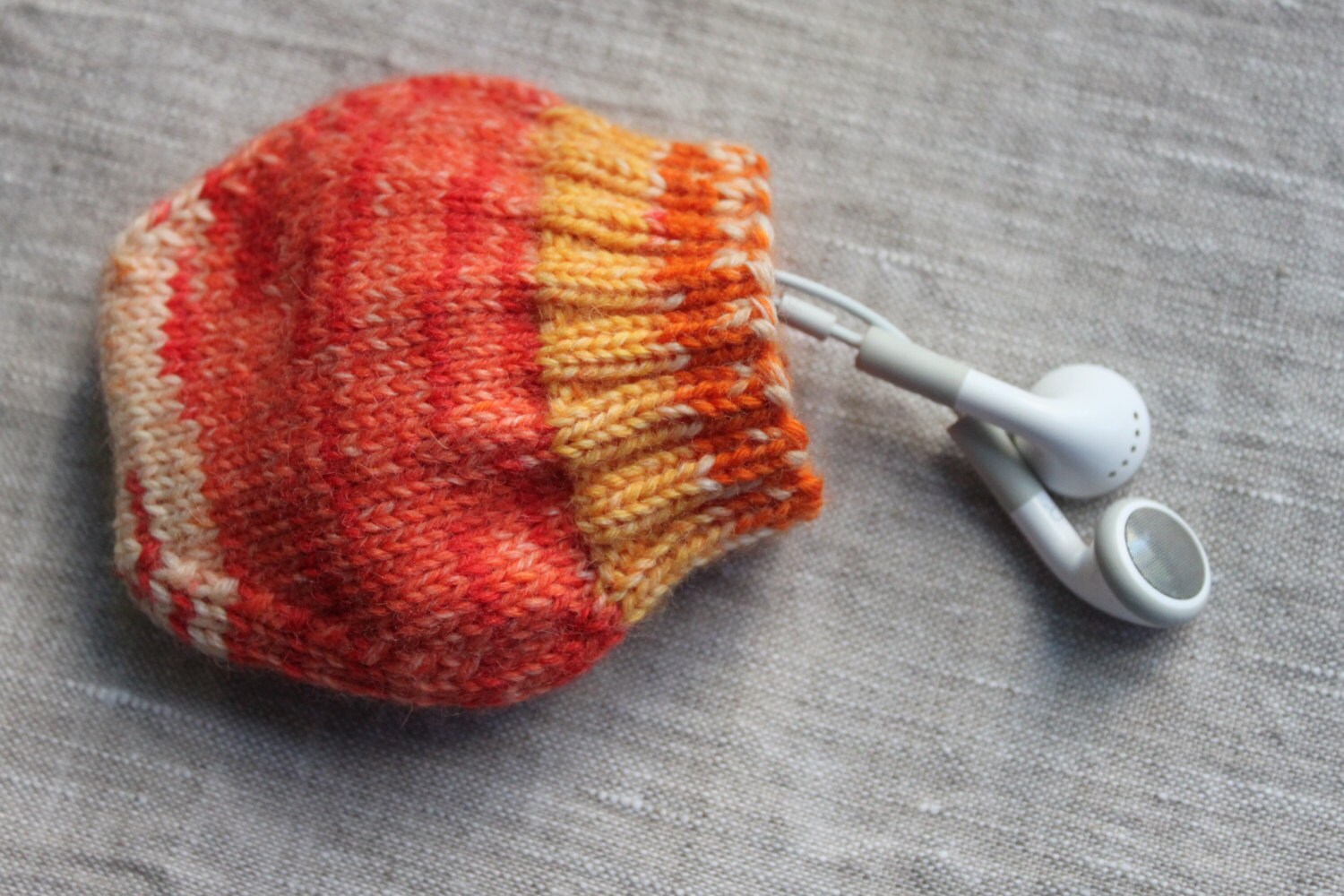 KNITTING PATTERN, Knitted Headphone Bag, Earphone, Knit Wallet, Purse ...