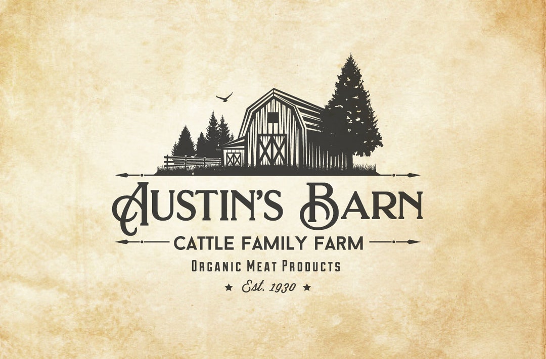 Business Logo - Business Branding - Cattle - Barn Logo - Pine Trees ...
