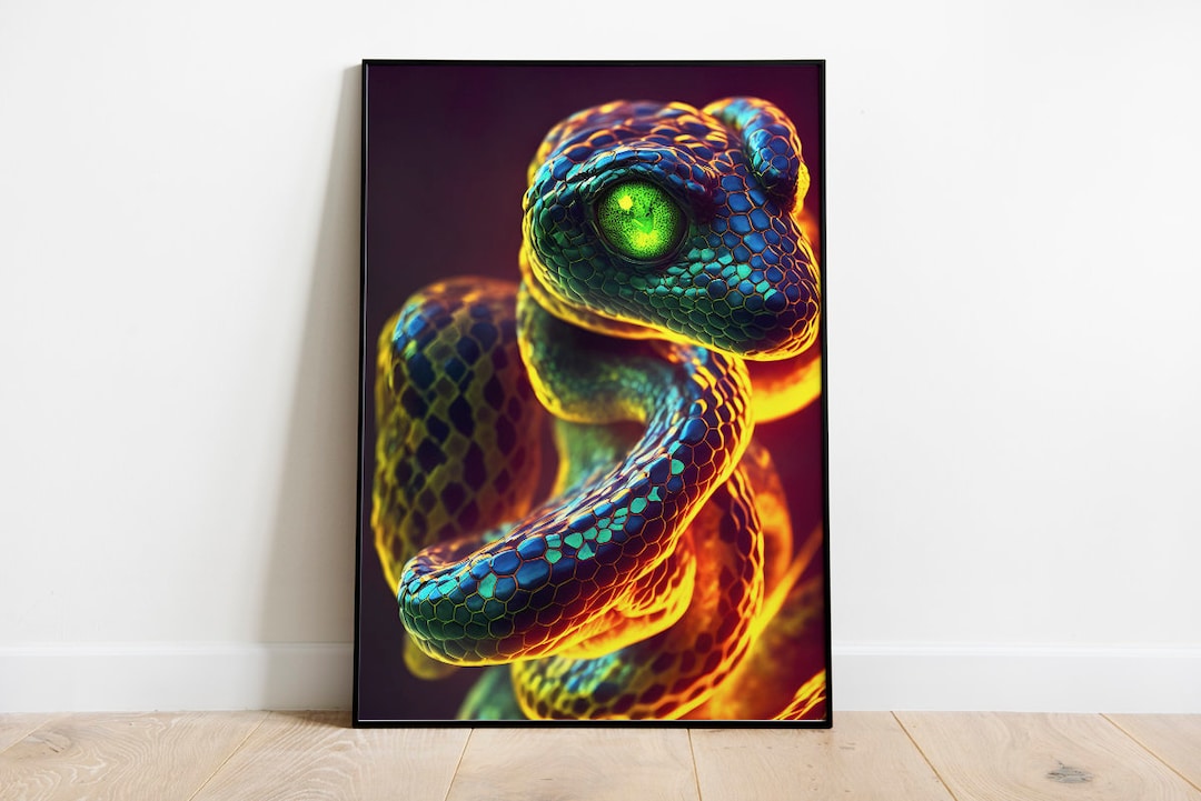 Snake Bright Colors - Digital Print - PRINTABLE ART Snake - Download ...