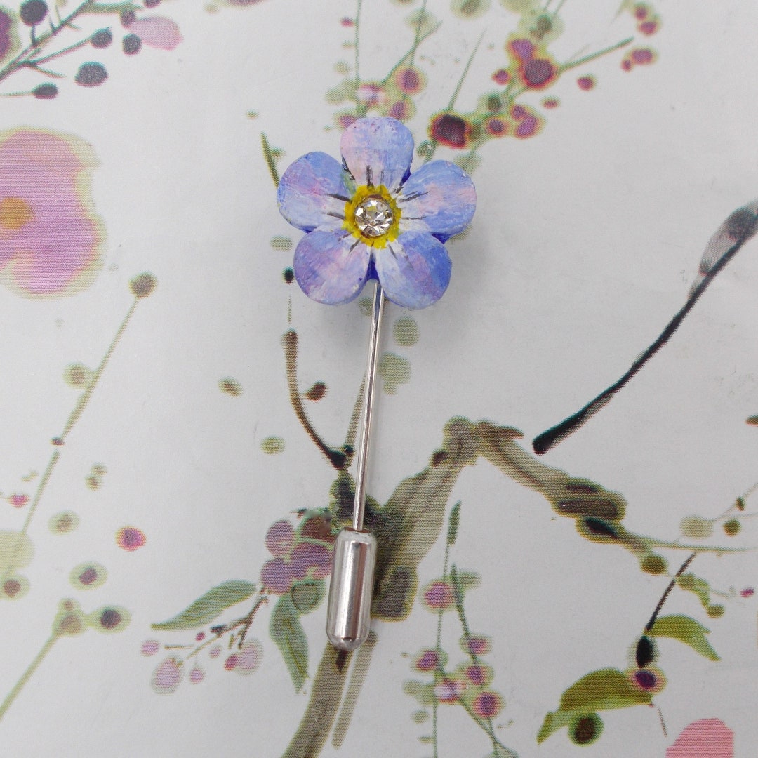 Hand Painted Forget-me-not Pin: Small Blue Flower Lapel Brooch - Etsy UK