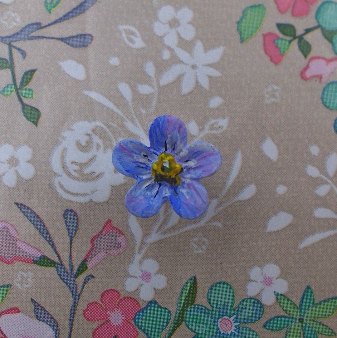 Hand Painted Tiny Forget-me-not Tie Pin: Silver Plated Lapel Flower - Etsy