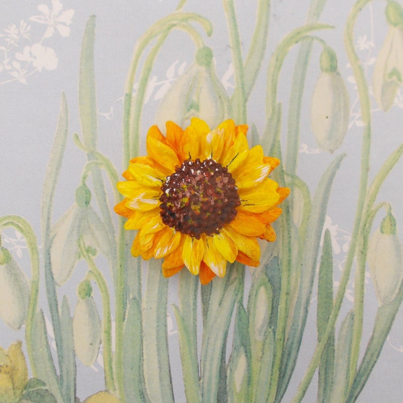 SUNFLOWER Brooch Large Yellow Sunflower Pin Summer Wedding - Etsy