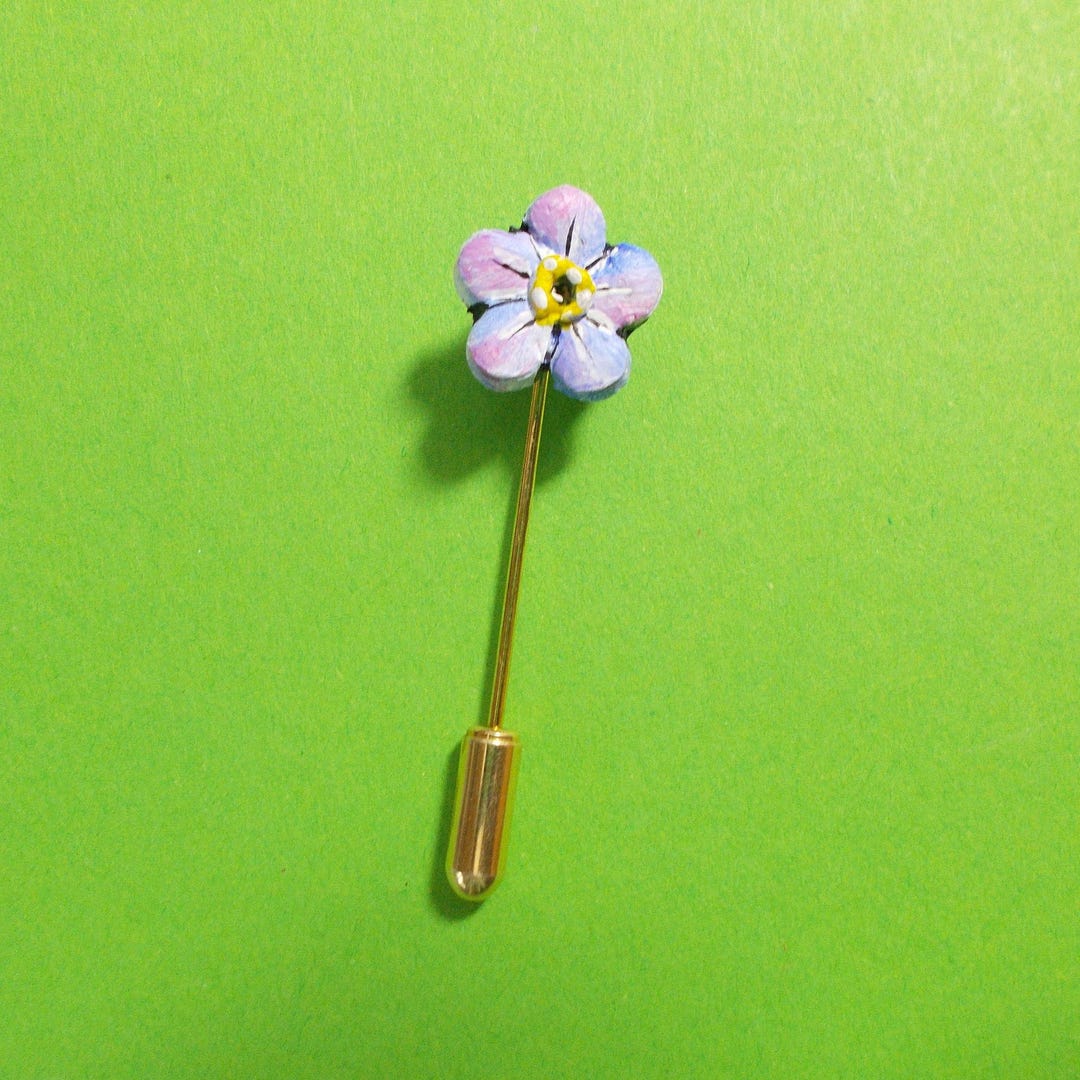Handmade Tiny Forget-me-not Pin: Blue Clay Flower Brooch, Friendship ...