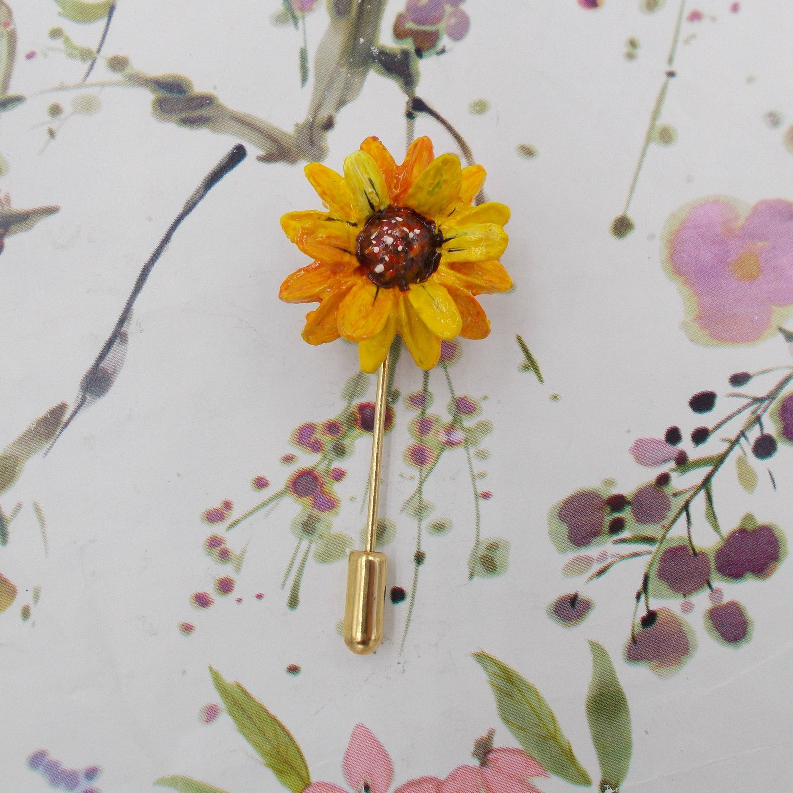 SUNFLOWER PIN Delicate Yellow Sunflower Pin Floral Yellow | Etsy UK