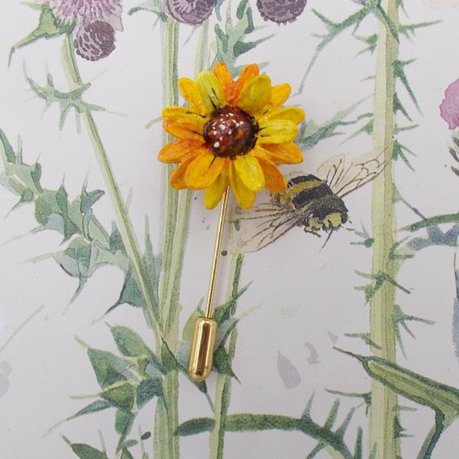 SUNFLOWER PIN Delicate Yellow Sunflower Pin Floral Yellow - Etsy UK