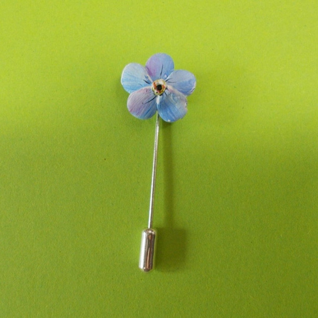 Clay FORGET-ME-NOT Blue Pin Forget-me-not Brooch Blue Wedding Corsage ...