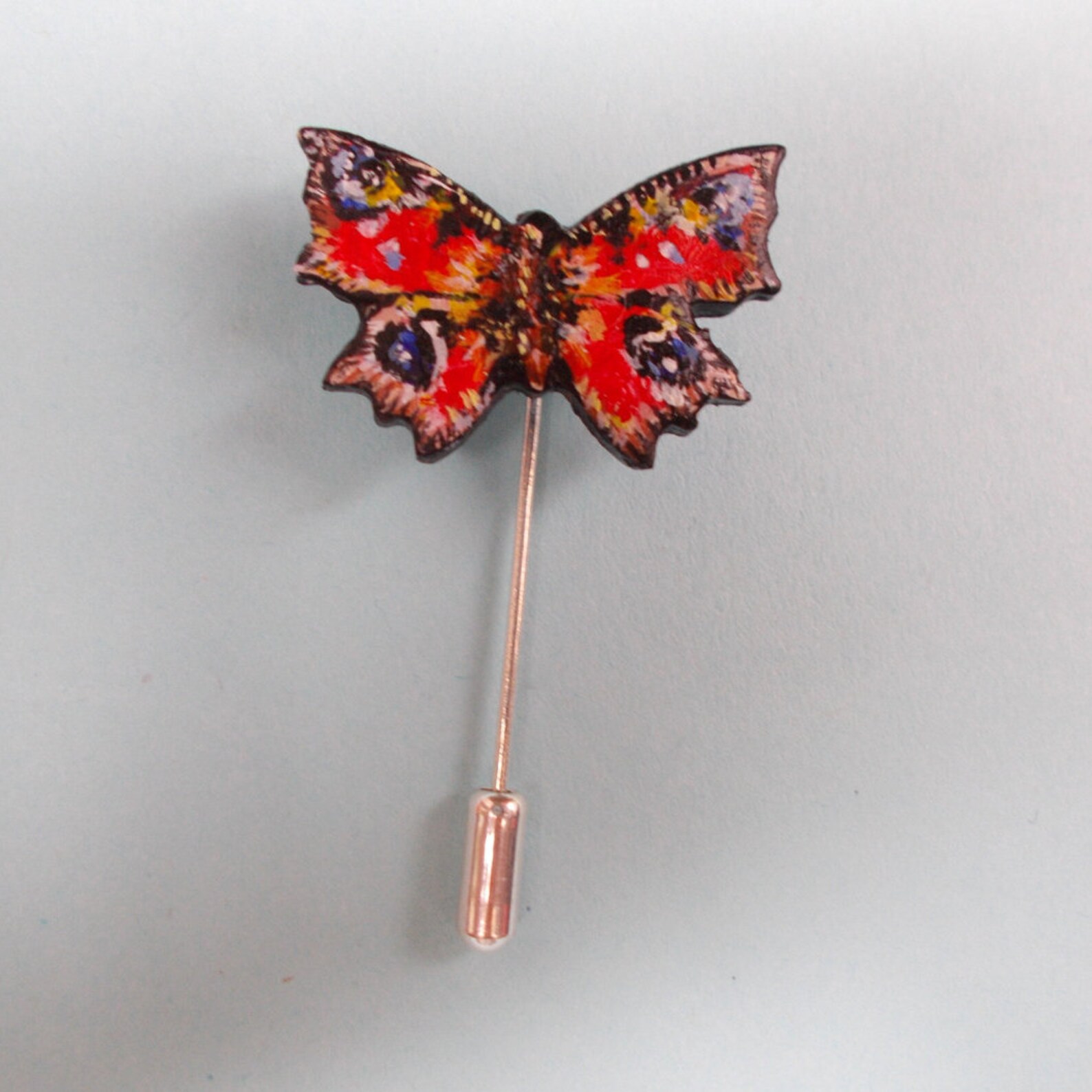 Small PEACOCK BUTTERFLY PIN Red Butterfly Pin Red Peacock - Etsy UK