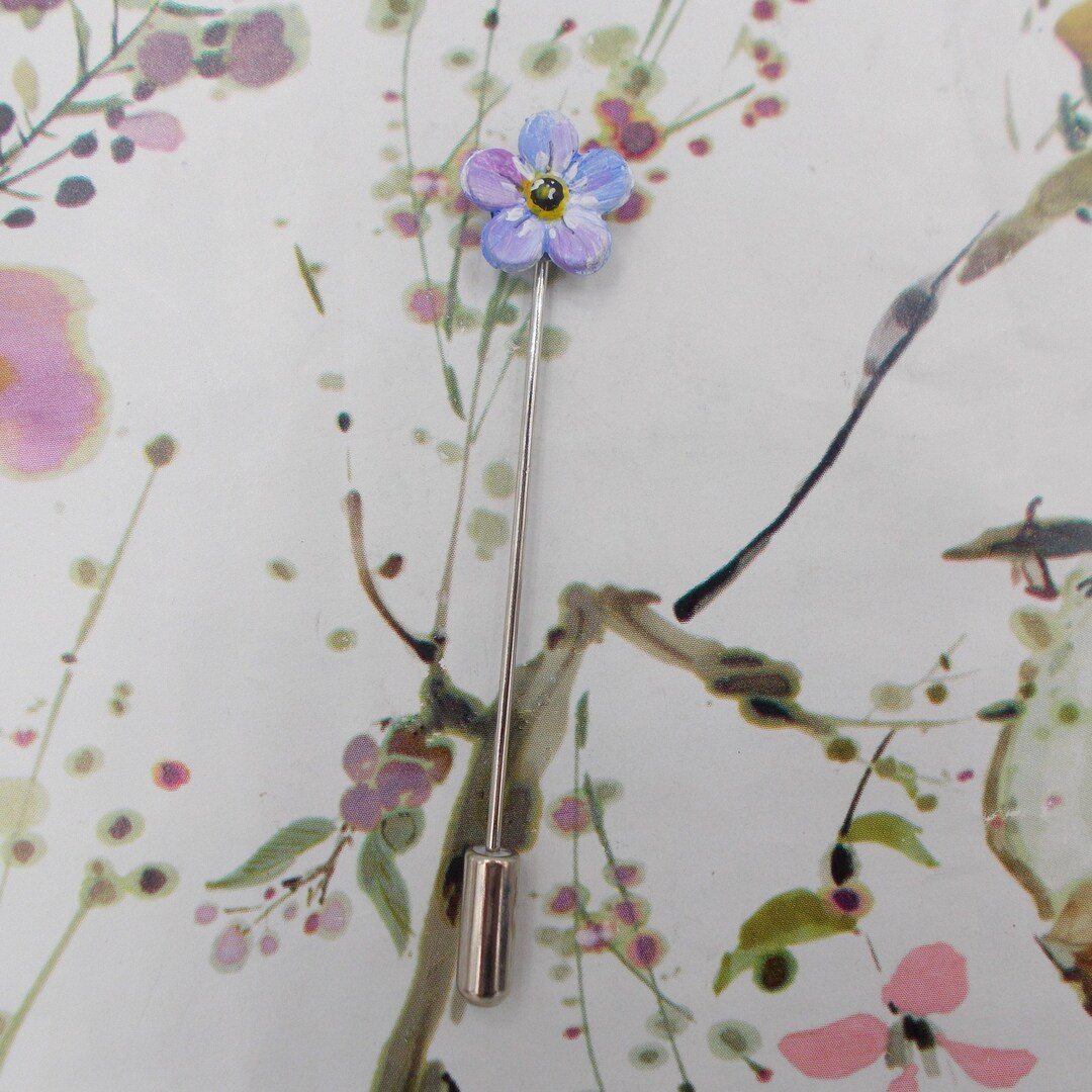 Hand Painted Tiny Forget-me-not Pin: Blue Floral Lapel Brooch - Etsy