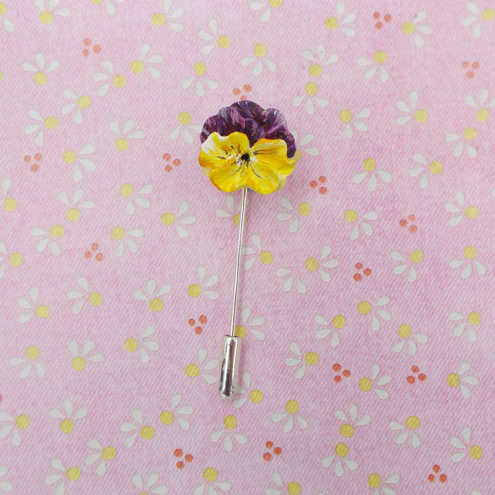 Small PANSY PIN Yellow & Purple Pansy Pin Viola Pin Floral - Etsy UK