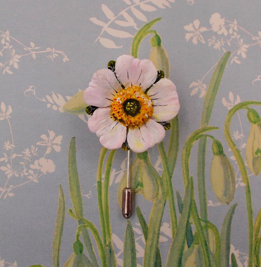 White SCOTTISH ROSE Pin White Jacobite Rose Brooch Country Garden Rose ...