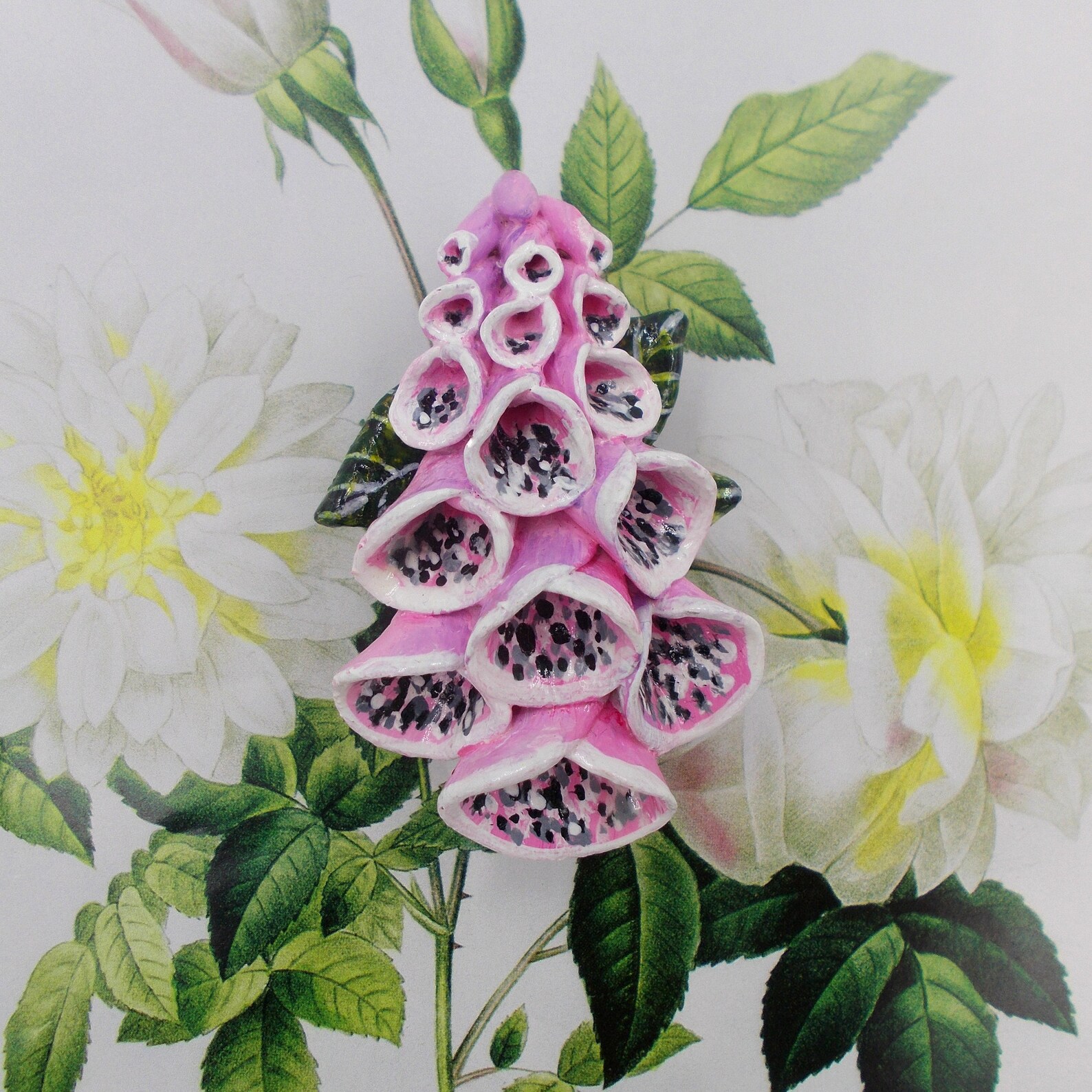 Large FOXGLOVE BROOCH Pink Clay Foxglove Wedding Corsage | Etsy UK