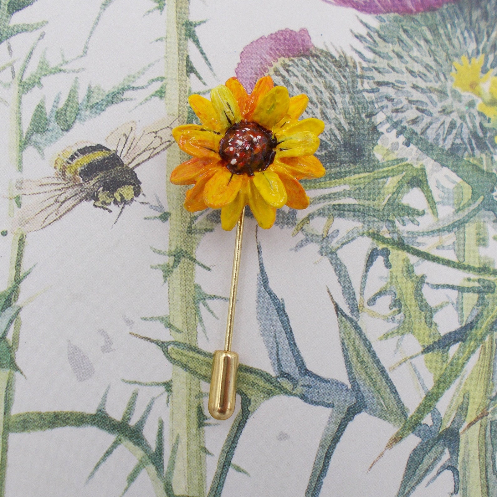 SUNFLOWER PIN Delicate Yellow Sunflower Pin Floral Yellow | Etsy UK