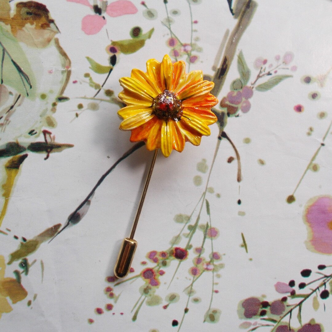 Small Delicate Yellow SUNFLOWER Pin 3D Floral Wedding Corsage Yellow ...