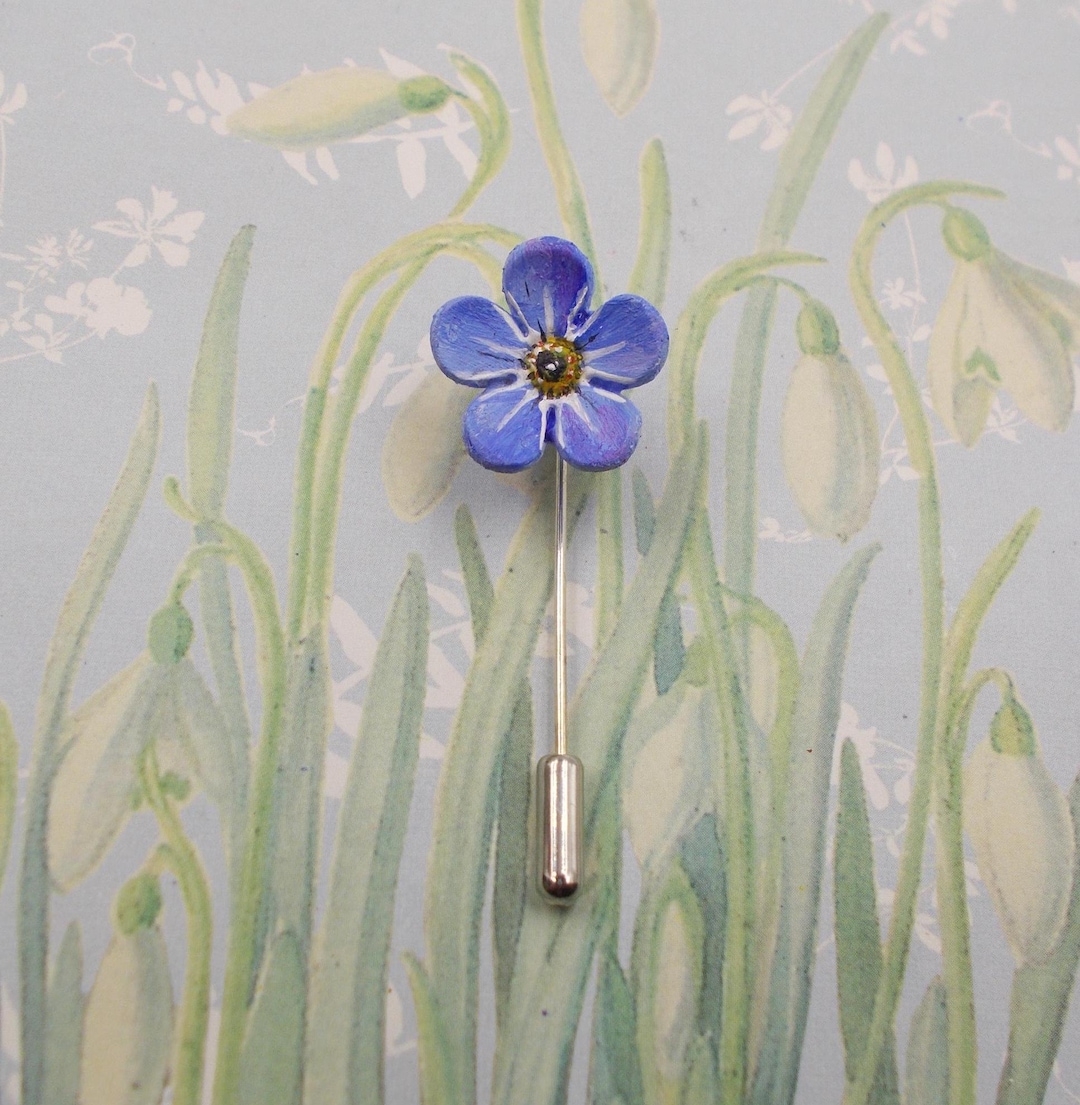 Realistic FORGET-ME-NOT Flower Pin Forget-me Not Lapel Flower Blue ...