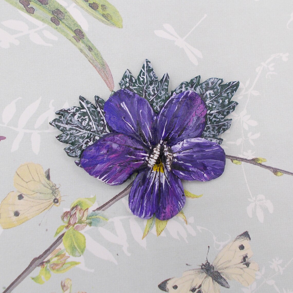 Large SWEET VIOLET BROOCH Violet Pin Floral Purple Wedding | Etsy