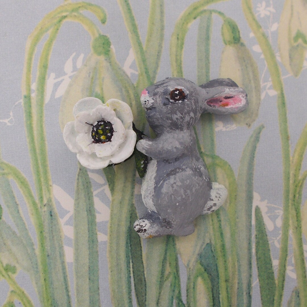 White PEACE POPPY & RABBIT Brooch Peace Poppy Pin White - Etsy