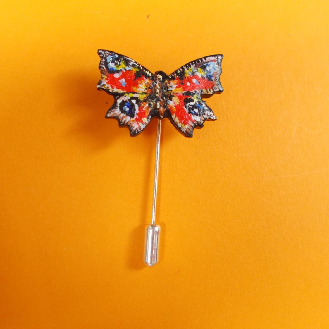 Small PEACOCK BUTTERFLY PIN Red Butterfly Pin Red Peacock - Etsy UK