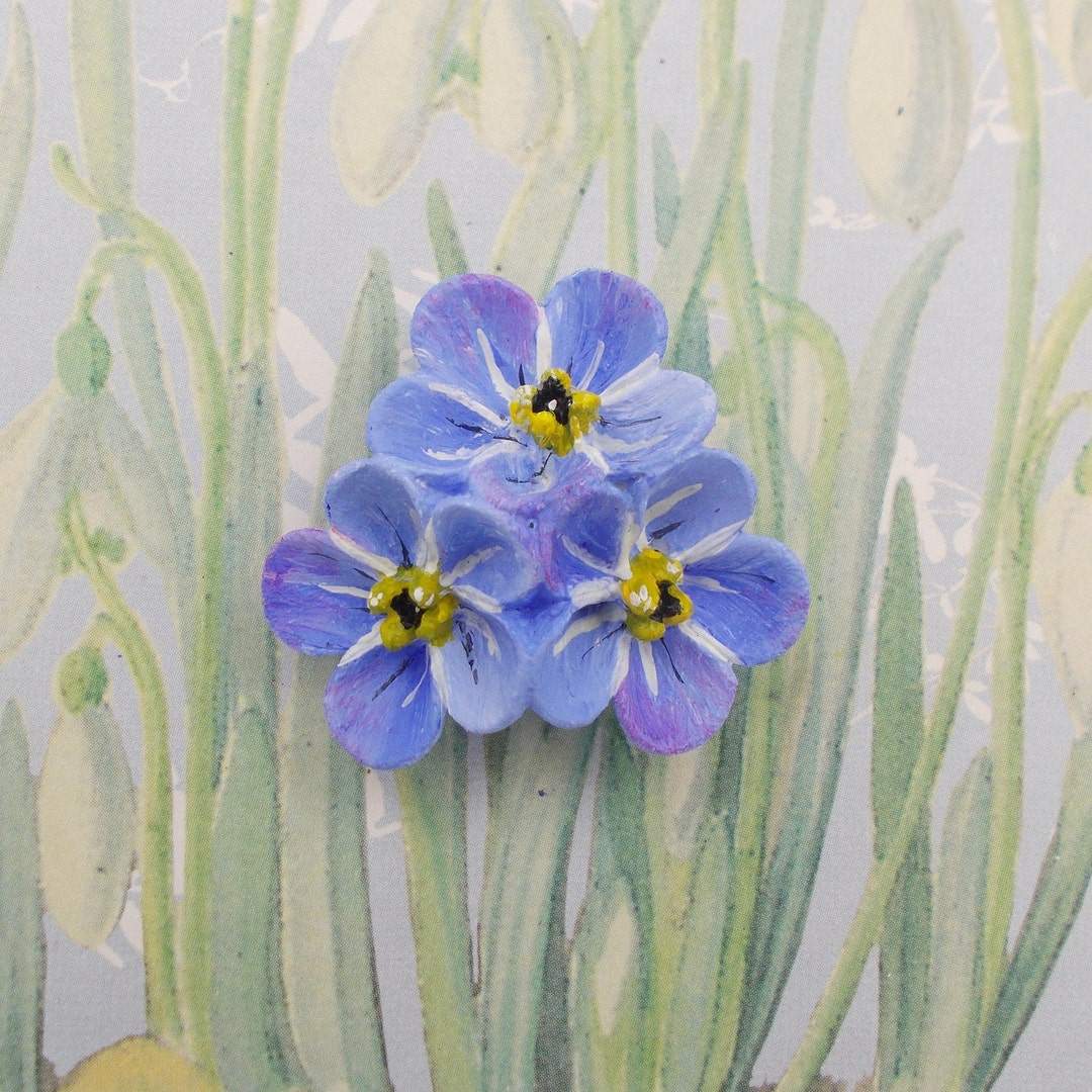 Large FORGET-ME-NOT Brooch Forget-me-not Pin Forget-me-not Blue Wedding ...
