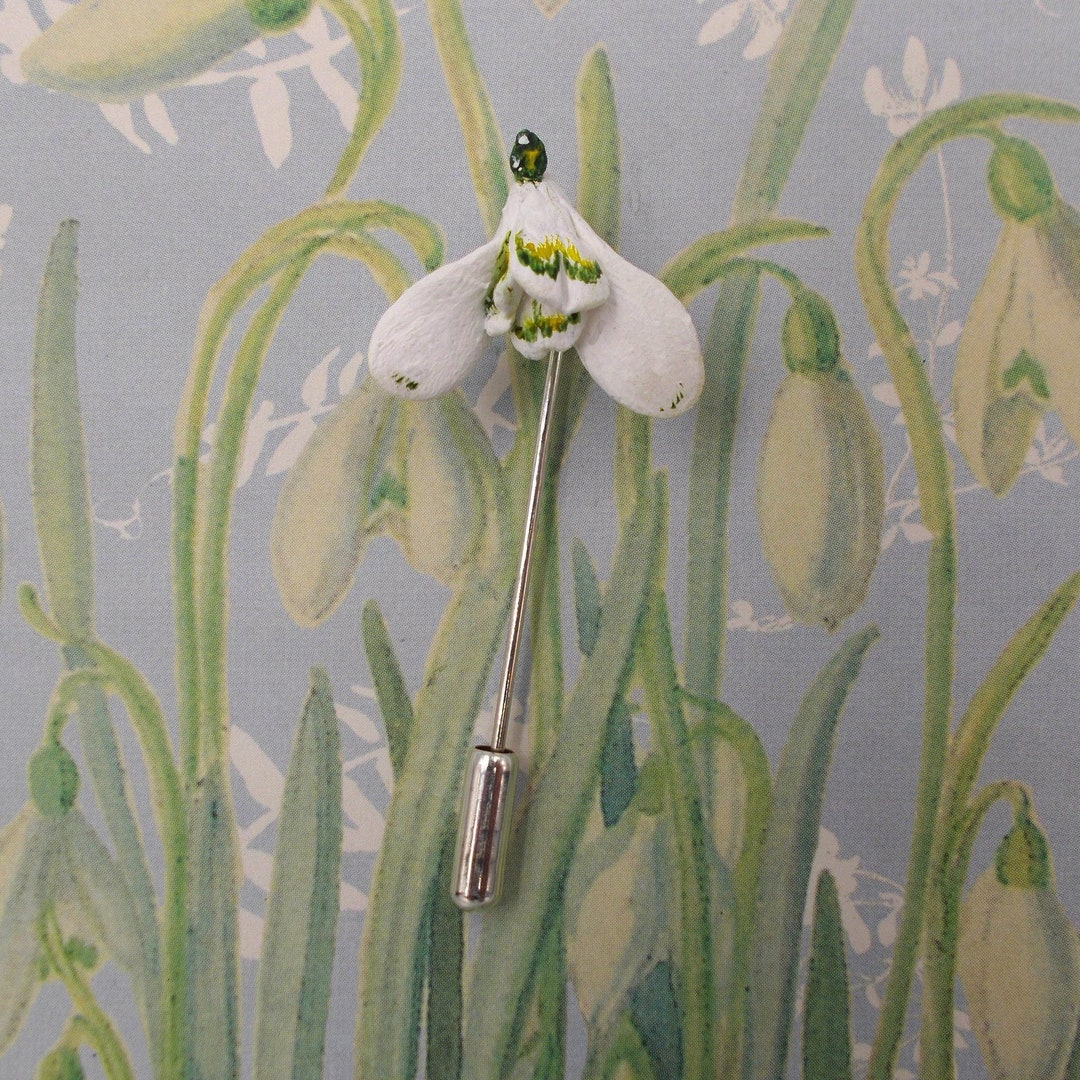 Handmade Small Snowdrop Pin: Spring White Flower Brooch, Hand Painted ...