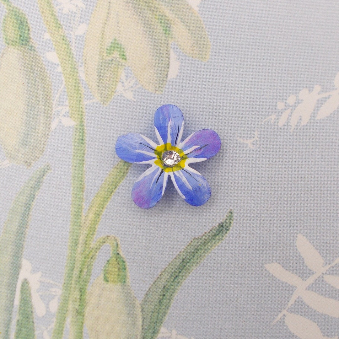 Hand Painted Small Forget-me-not Tie Pin: Blue Wedding Lapel Pin - Etsy