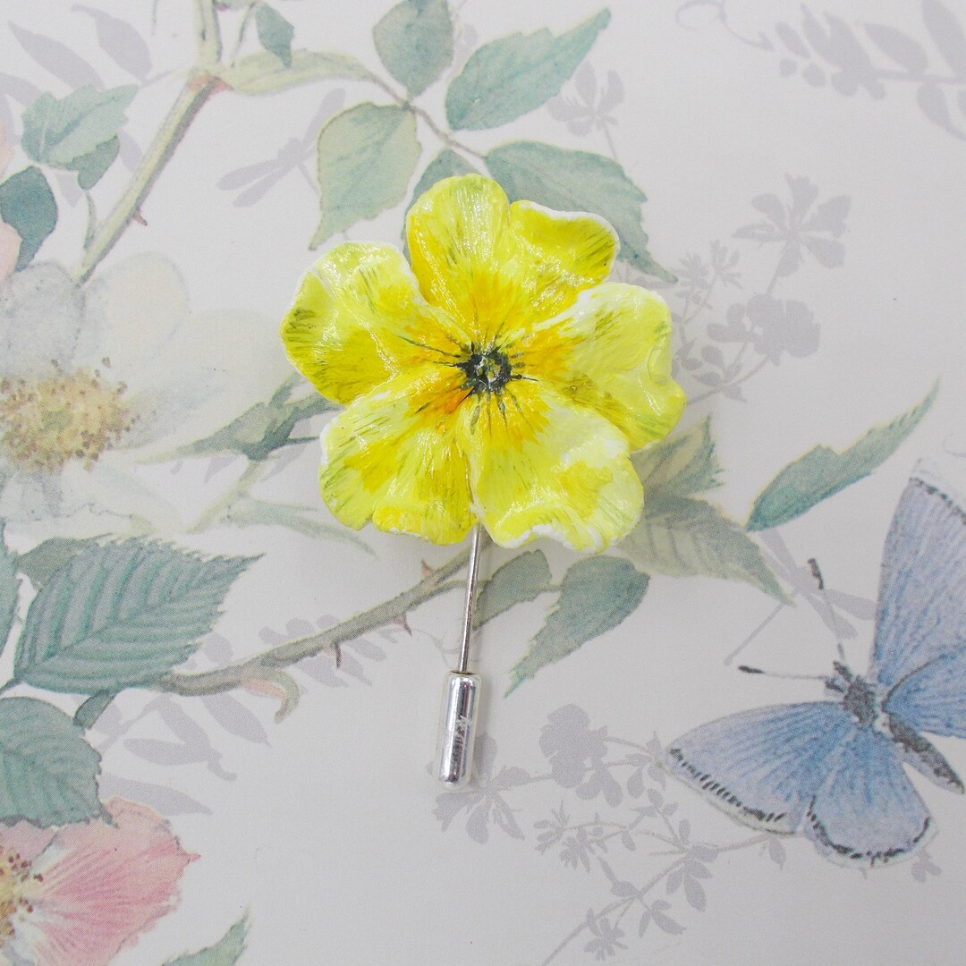 PRIMROSE PIN Yellow Primrose Pin Clay Floral Spring Yellow Wedding ...