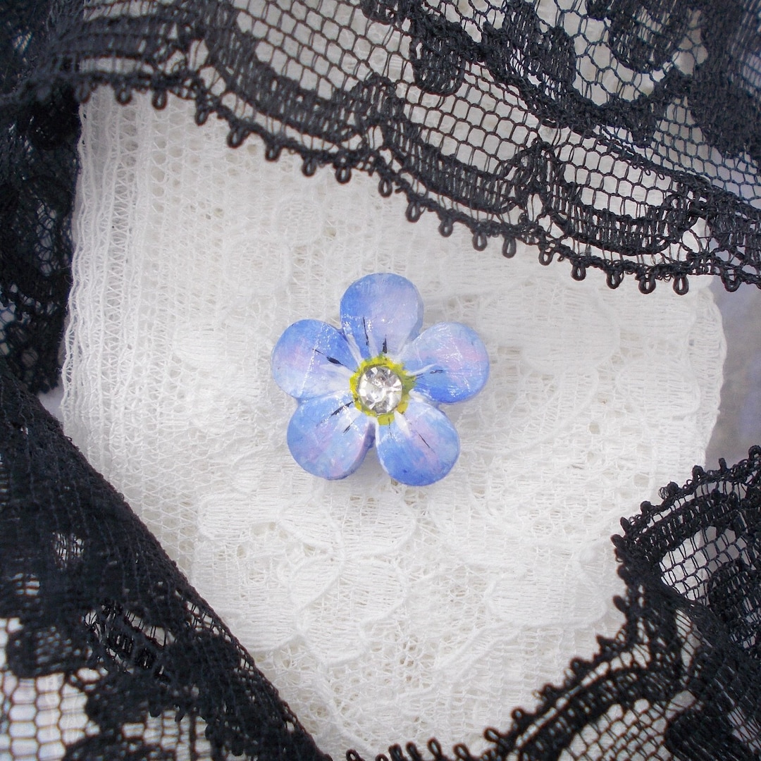 Hand Painted Forget-me-not Tie Pin: Blue Wedding Lapel Pin - Etsy