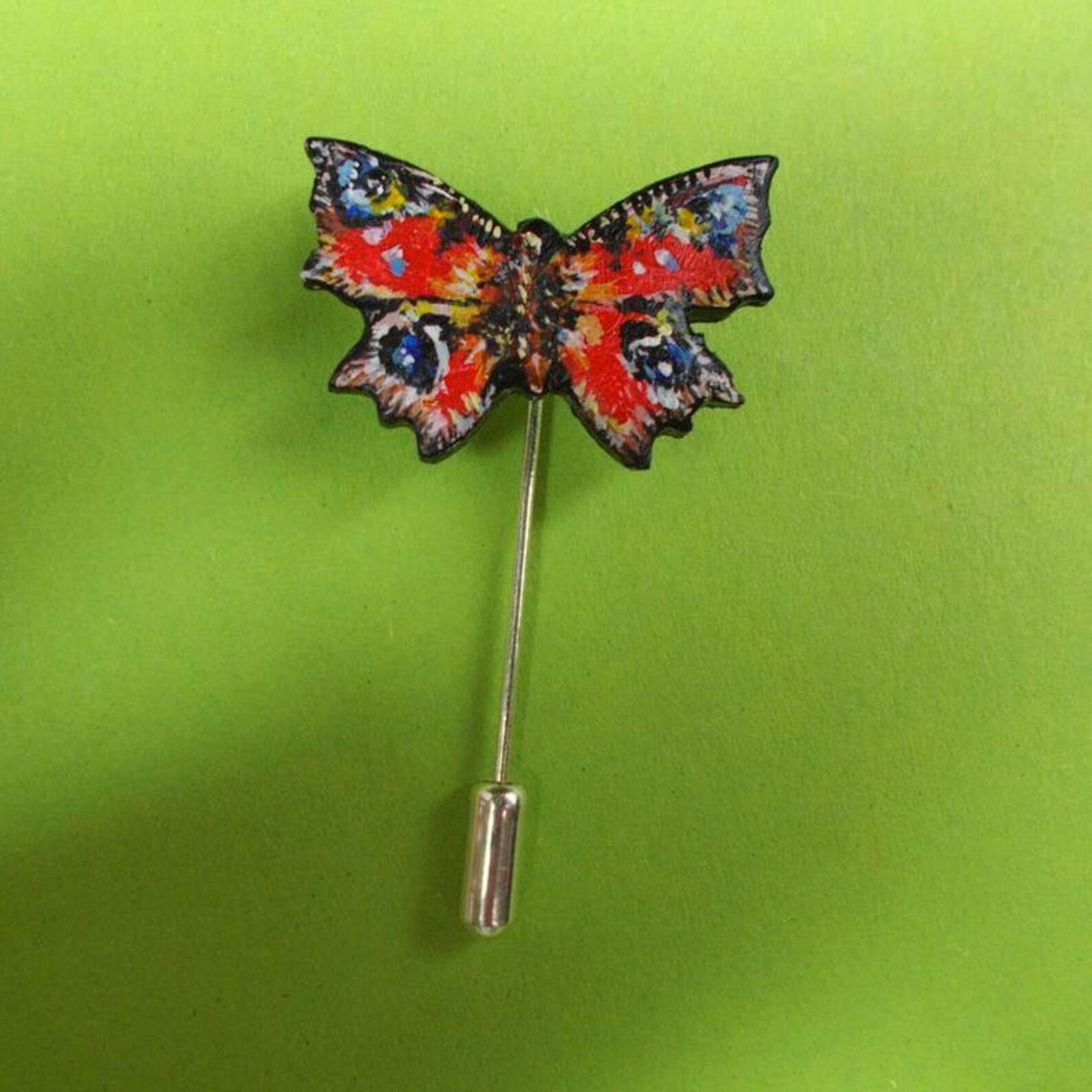 Small PEACOCK BUTTERFLY PIN Red Butterfly Pin Red Peacock - Etsy UK