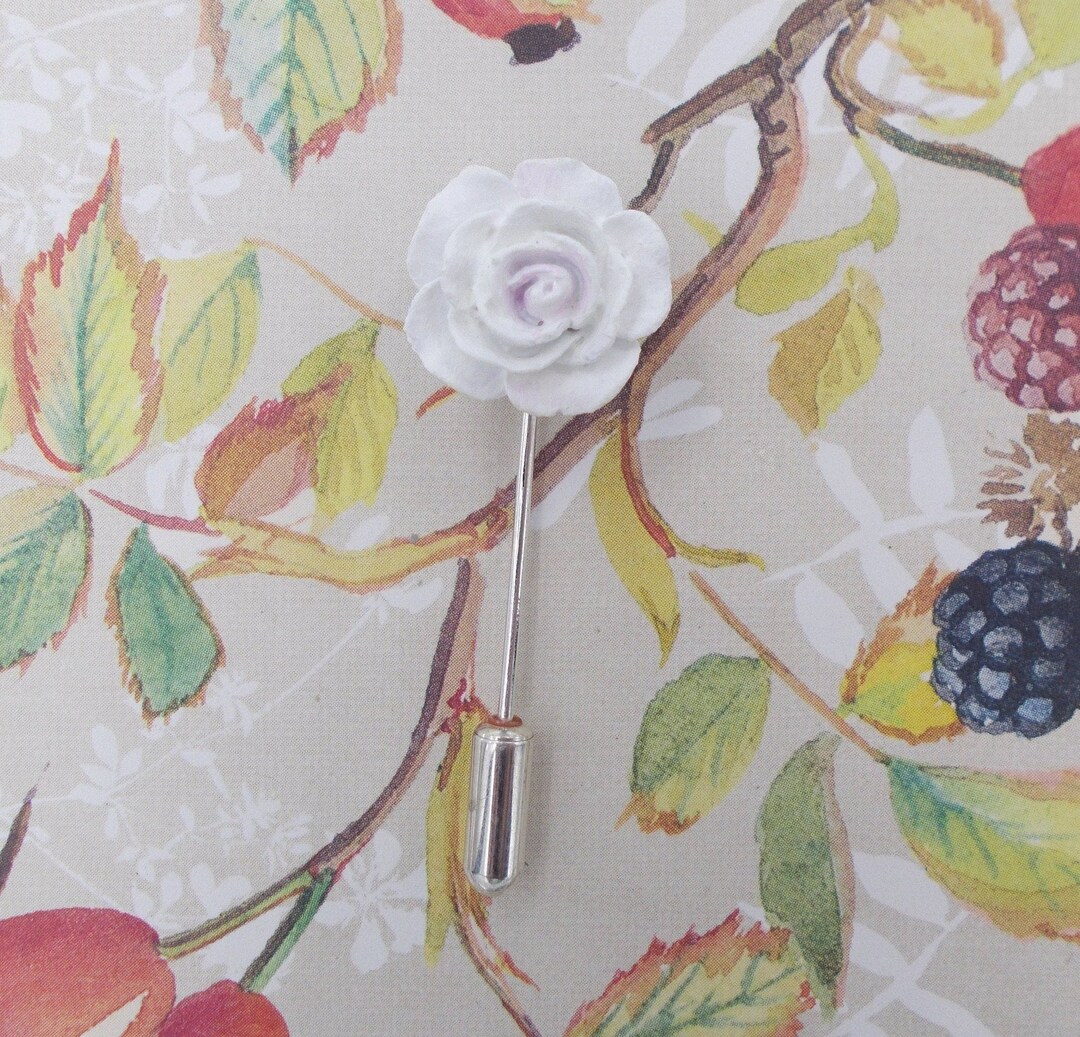Tiny WHITE ROSE PIN White Floral Summer Wedding Corsage Rose Lapel ...