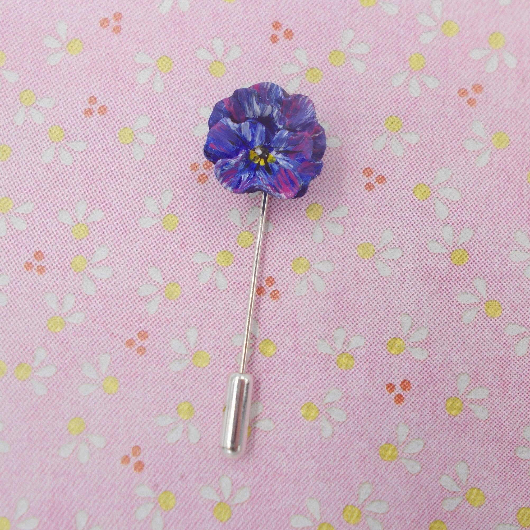 Hand Painted Pansy Pin: Silver Plated Flower Brooch - Etsy