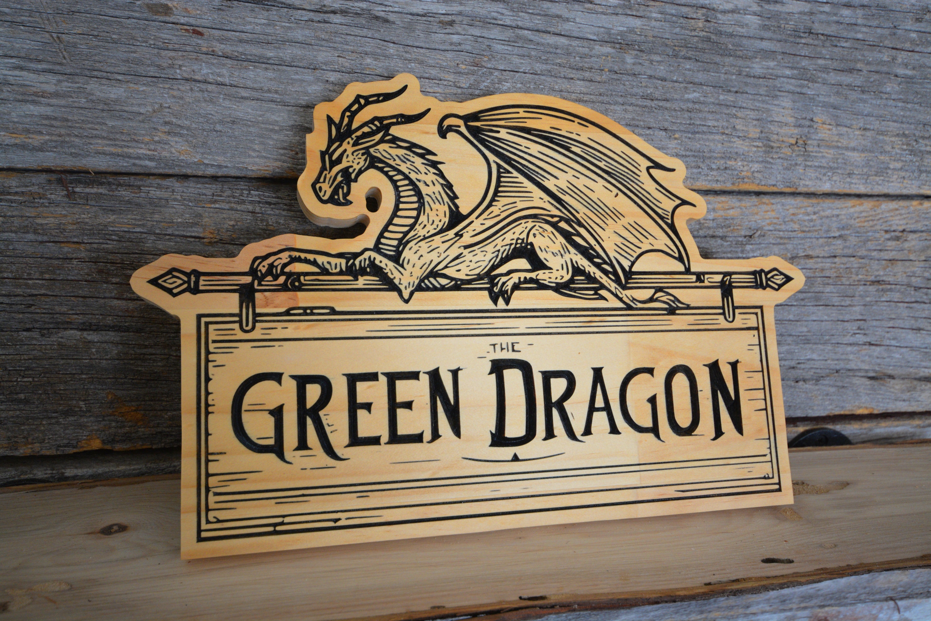 The Green Dragon Inn LOTR Engraved Wooden Sign Gift for LOTR Fans ...