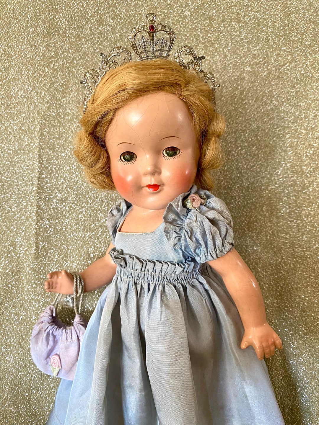 Antique Composition Princess Elizabeth Doll, Original Clothes and Crown ...