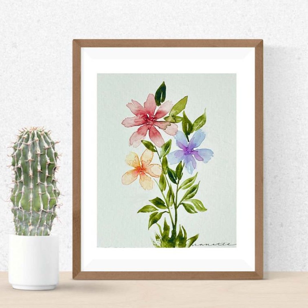 Floral #1 Watercolor Printable PDF Digital Art Print - Etsy