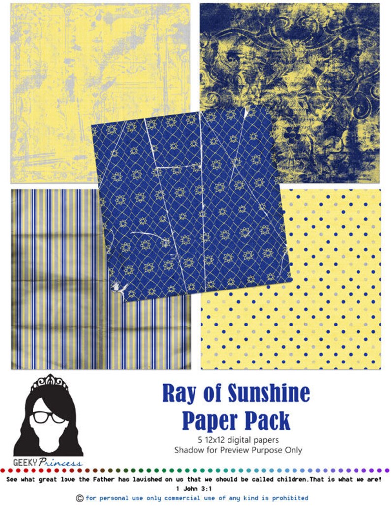 Ray of Sunshine Paper Pack Digital Scrapbooking Printable - Etsy