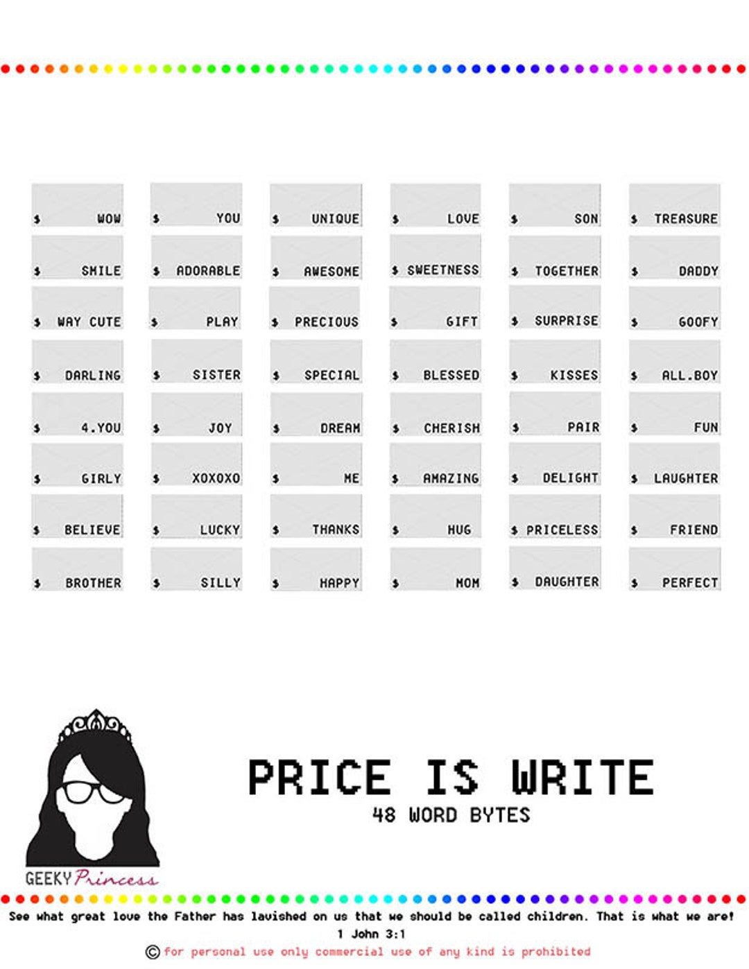 Price is Write Printable Word Bytes - Etsy