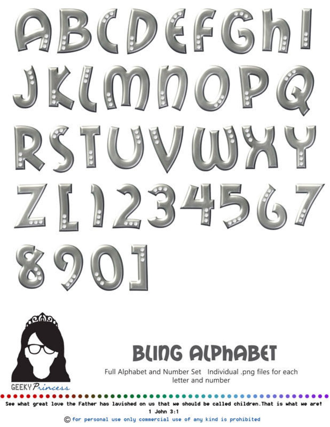 Bling Alphabet and Number Set - Digital Scrapbook Printable - Etsy