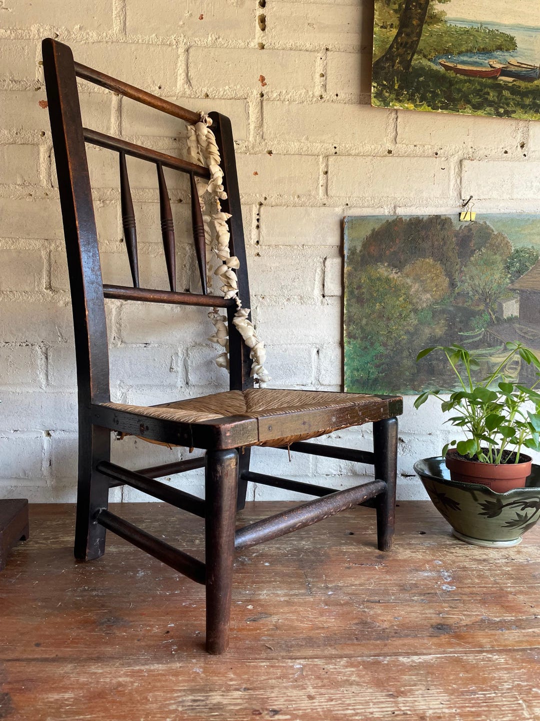 Victorian Spindle Back Child’s Chair With a Woven Rush Seat. Gorgeous ...