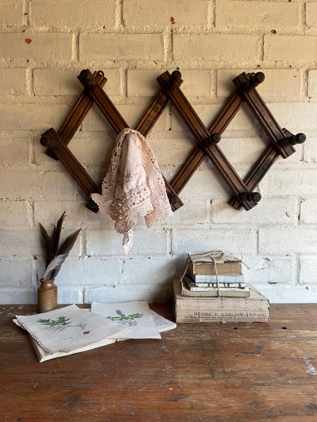 Antique Wooden Accordion Hat and Coat Rack. Wonderful French Antique ...