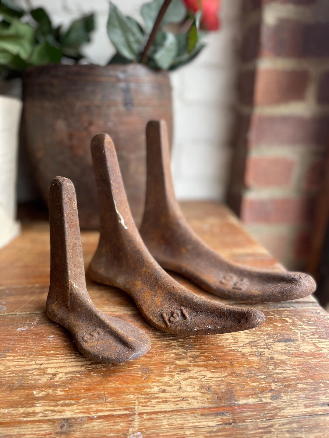 Trio of 19th Century Cast Iron Cobblers Boots. Wonderful Heavy Iron ...