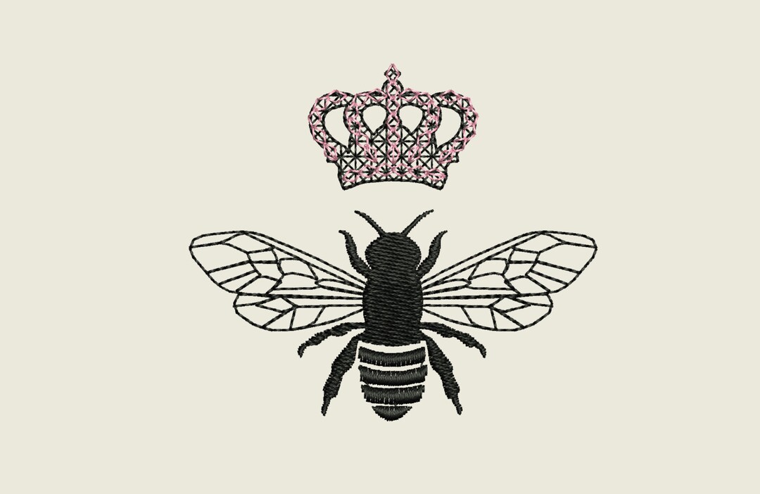 Queen Crown Queen Bee EMBROIDERY / INSTANT Embroidery Fill Stitch ...