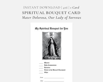 Spiritual Bouquet Printable Instant Download Card, Queen of the Rosary ...
