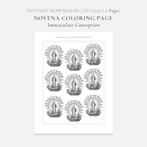 Immaculate Conception Novena Tracker Coloring Worksheet, Printable ...