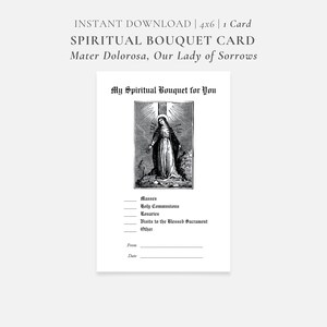 Spiritual Bouquet Printable Instant Download Card, Lady of Sorrow ...