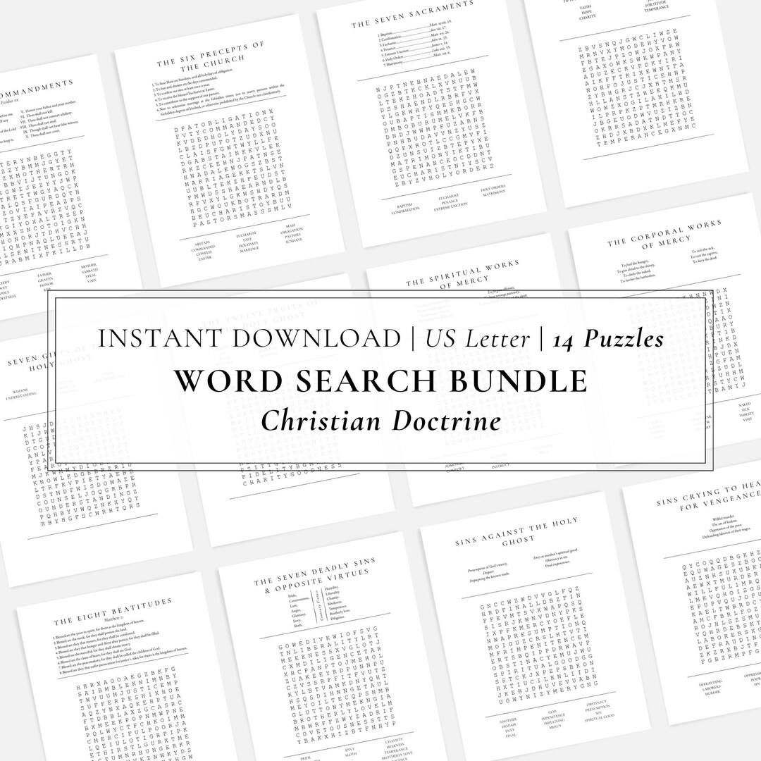 Christian Doctrine Word Search Bundle From Catholic Prayer Books ...